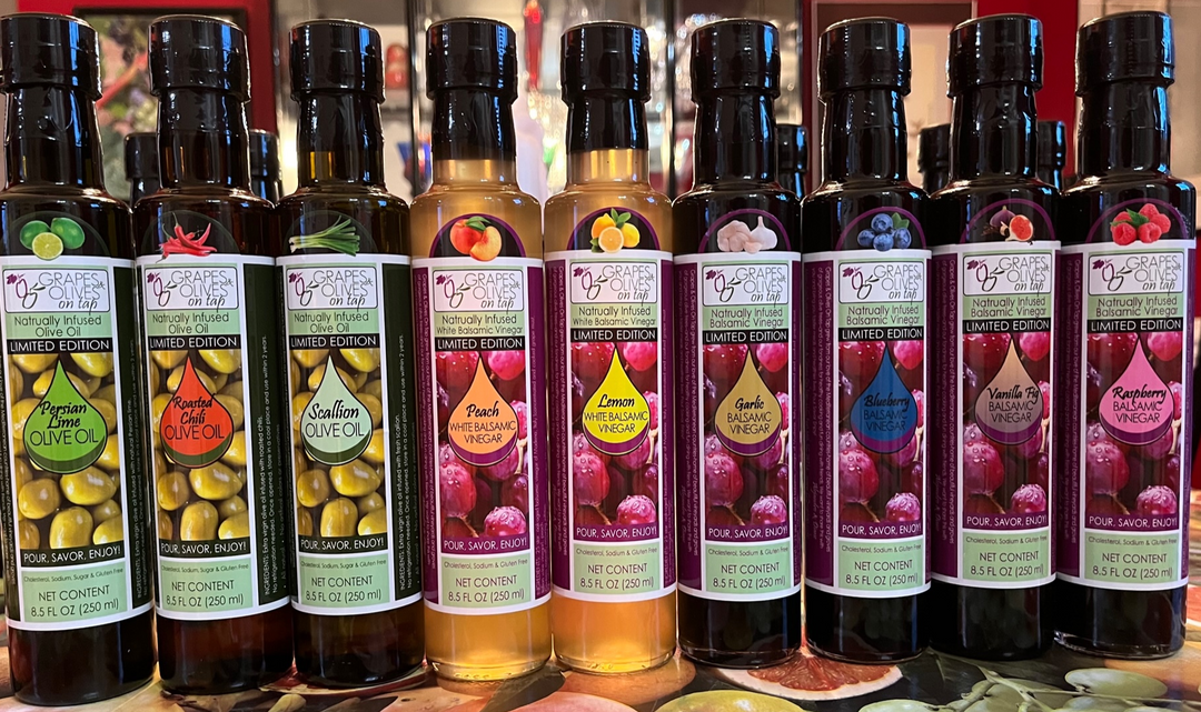 Grapes & Olives On Tap Naturally Infused Balsamic Vinegar & Olive Oil