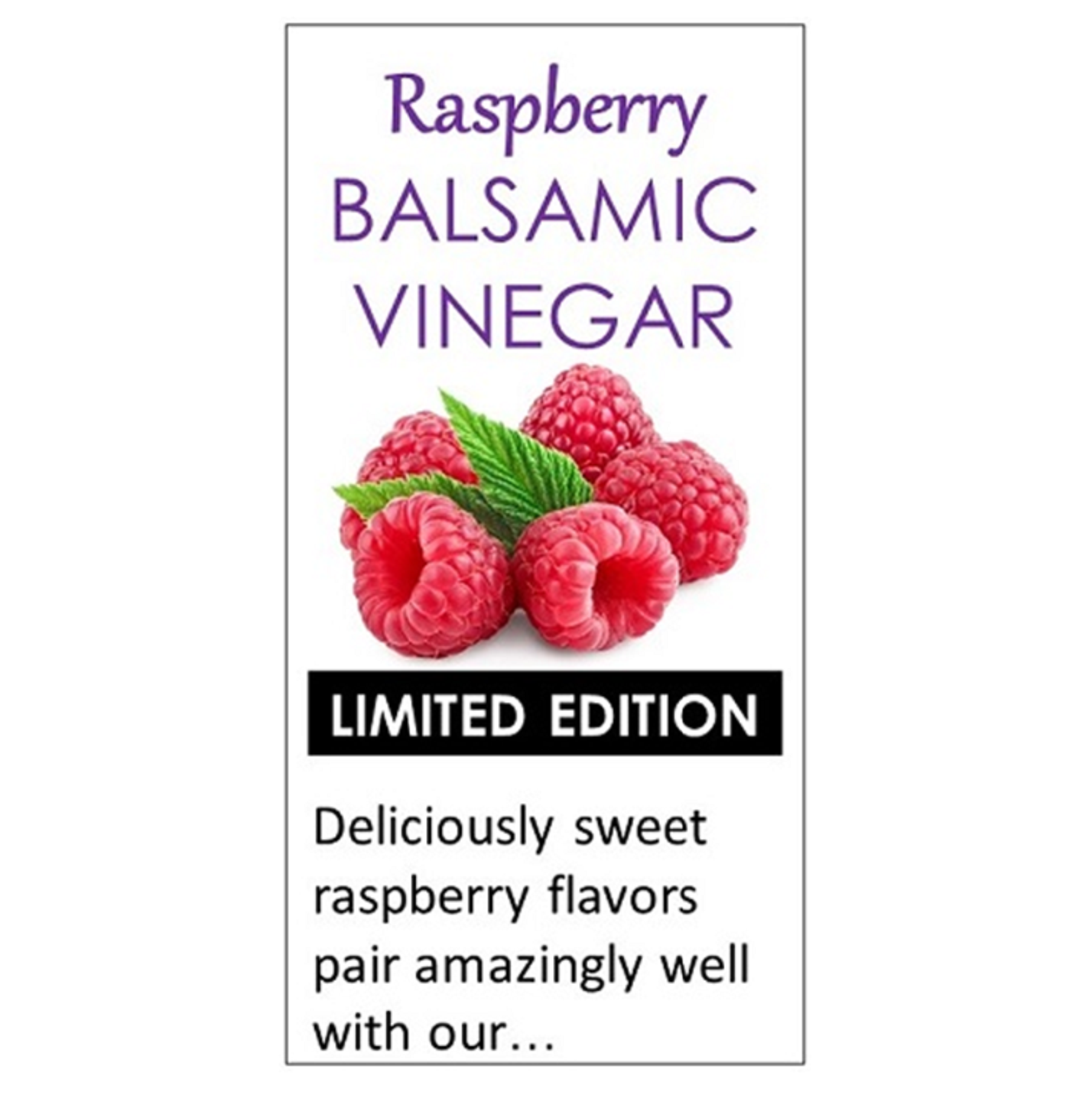 Raspberry Balsamic Vinegar (Dark, Oak Aged) – Grapes & Olives On Tap